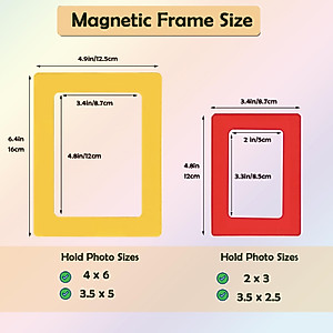 Raxwalker 12 Magnetic Photo Frames Refrigerator Magnets Holds 4x6 3.5x5 2.5x3.5 Inches Picture for Home Office School Lock Storage(Colorful)