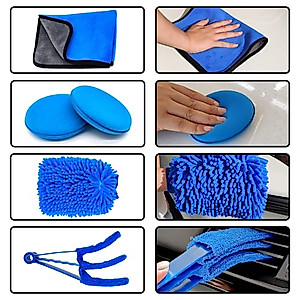 RKMHnSLa 23pcs Car Detailing Kit Interior Cleaner for All-Purpose Car Interior Cleaning (Blue)