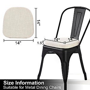Tromlycs 14x14 Metal Chair Cushions Pads Set of 4 for Tolix Metal Chairs Small Seat Cushions 14 inch Beige