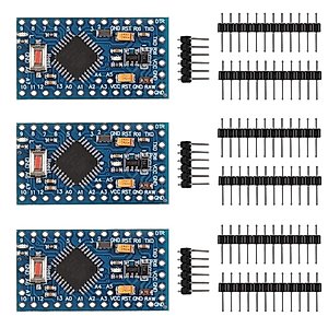 AITRIP 3pack PRO Mini Atmega328P-AU 5V/16MHz Development Board Microcontroller Bootloadered with Pin Headers for Arduino (3pcs)