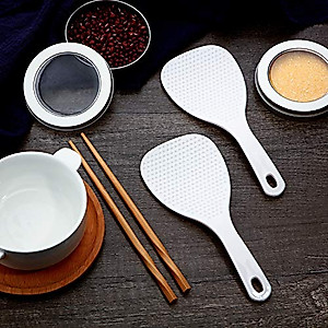 6 Pieces rice spoon paddle plastic Non Stick white Japanese rice cooking scoop Spatula,7.5 Inches