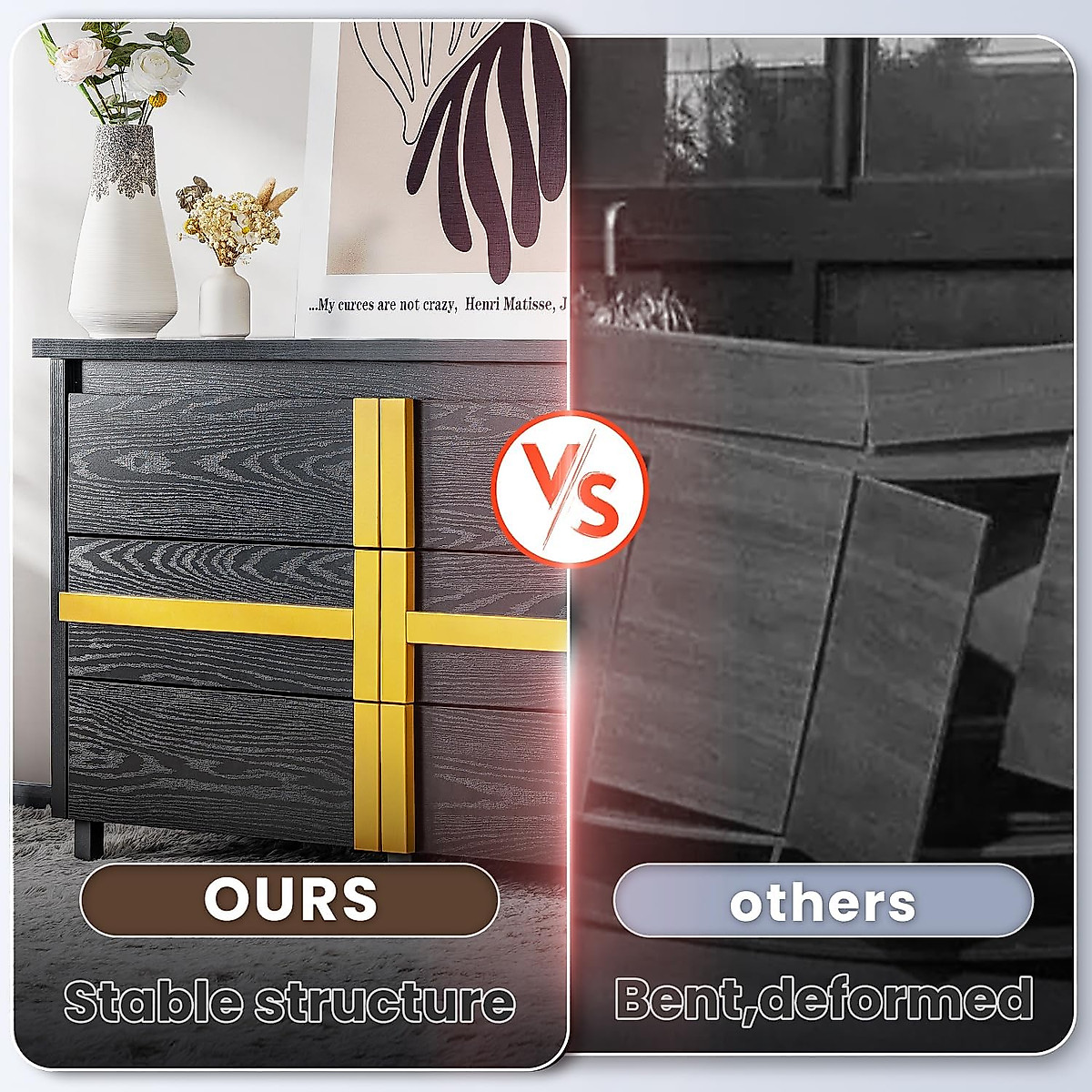 VOPEAK White Dresser for Bedroom, Wood Dresser, 9 Drawer Dresser with Fluted Finish, Modern Large & Long Dresser for Cloth Storage, TV Stand Dresser, Chest of Drawers for Clost, Nursery, Living Room.