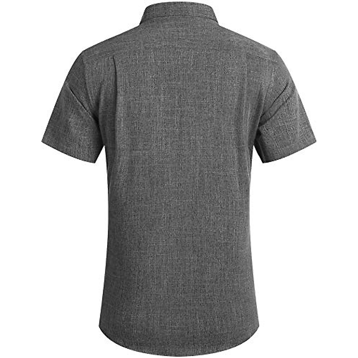 COOFANDY Mens Shirt Chambray Oxford Dress Business Work, Black, X-Large, Short Sleeve