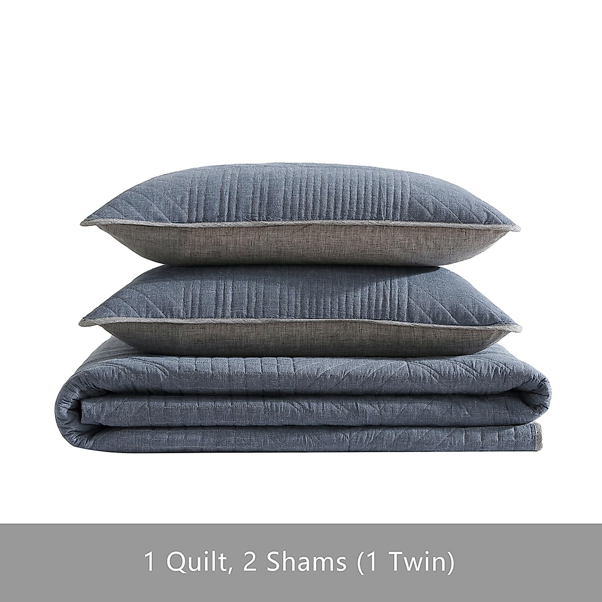 Eddie Bauer - Twin Quilt Set, Reversible Bedding with Matching Sham, Lightweight Home Decor for All Seasons (Hidden Lake Blue, Twin)