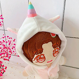 niannyyhouse Unicorn Clothes 20cm(7.8in) Plush Doll Clothes Onesies + Shoe 2-Piece Set Colorful Pajamas (White)