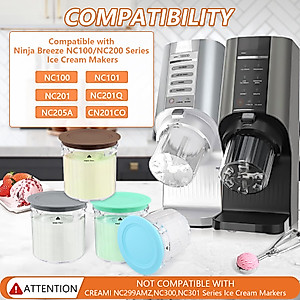 FENKOA Pint Containers and Lids Replacement for Ninja Creami Breeze Containers - 4 Pack, 16oz Pint Cups Replacement for NC100 NC101 NC200 NC201 NC201Q NC205A Ice Cream Maker, BPA Free