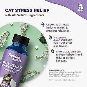 Pet Relax Cat Calming Anxiety Relief - Natural Calming Care for Cats, Cat Stress and Anxiety Relief, Soothes Separation Anxiety, Homeopathic Feline Aid for Travel - 400 Odorless, Tasteless Pills