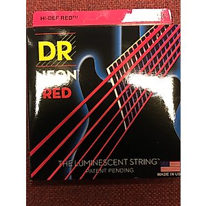 DR Strings Hi-Def NEON Red Coated Lite-Heavy (9-46) Electric Guitar Strings