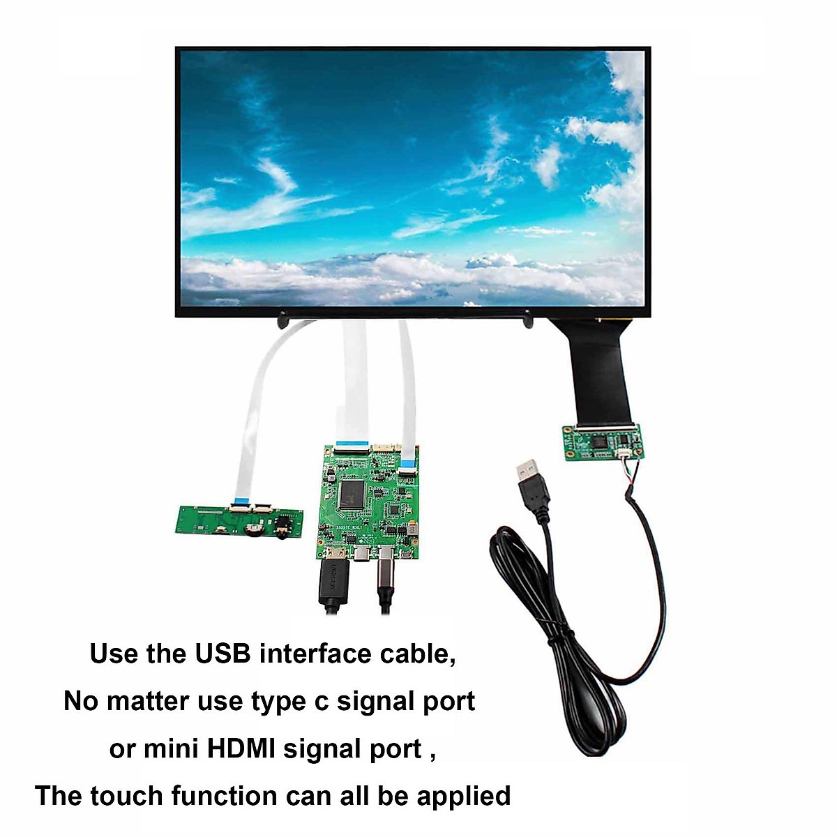 FanyiTek 13.3" Touchscreen Monitor,13.3 inch 1920x1080 FHD IPS Touch Sensor Screen and USB Type C Mini HDMI eDP Controller Board