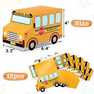 Sinasasspel Back to School Party Treat Boxes School Bus Favor Boxes for First Day of School Classroom Decorations Teacher Appreciation Gifts Birthday Party Supplies, Set of 12