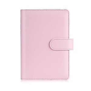 Sooez A6 Notebook Binder, 6 Ring Planner with Stylish Design, Loose Leaf Personal Organizer Binder Cover with Magnetic Buckle Closure, PU Leather Binder for Women with Macaron Colors, 7.48"x5.2"
