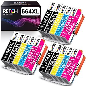 RETCH Compatible Ink Cartridge Replacement for HP 564XL 564 XL for DeskJet 3520 3522 Officejet 4620 Photosmart 5520 6510 6515 6520 7510 7520 D7560 C5370 C5550 C5570 C5580 B110a (15 pack)