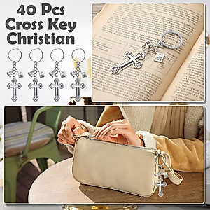 Loetere 40 Pcs Christmas Holy Bible Pendants Keyrings Jesus Christian Cross Keychain Favors Religious Key Holders Gifts