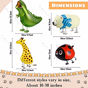 40 Pcs Walking Animal Balloons Dog Dinosaur Cow Balloons Farm Animal Balloons Animal Theme Birthday Party Decor for Kids' Party Supplies