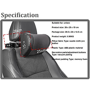 SiegenPro Car Seat Headrest Pillow Adjustable in 4 Directions Car Neck Pillow Memory Foam with Seat Back Hooks and Adjustable Headrest Phone Tablet Car Mount Holder