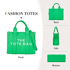 JQAliMOVV Tote Bag for Women, Trendy Leather Tote Bag Small Personalized Top Handle Crossbody Handbags for Work Travel (Green)