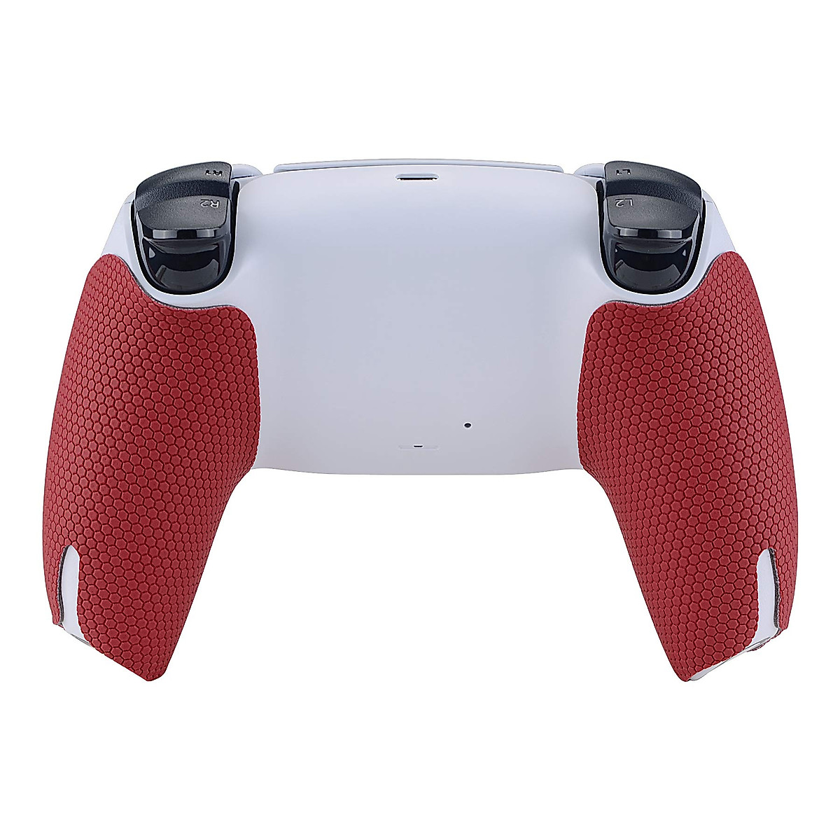 eXtremeRate PlayVital Red Anti-Skid Sweat-Absorbent Controller Grip for ps5 Controller, Professional Textured Soft Rubber Pads Handle Grips for ps5 Controller