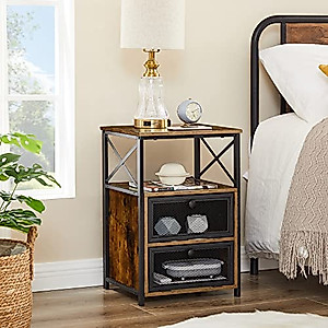 VECELO Night Stand, End Side Table with Storage Space and Door,Modern Nightstands for Living Room,Bedroom, Brown