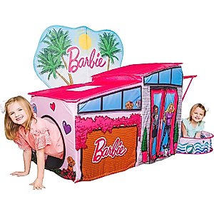 Sunny Days Entertainment Barbie Dreamhouse Pop Up Tent - Over 7 Feet Long - Includes Ball Pit and 20 Play Balls
