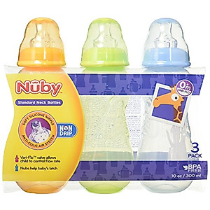 Nuby No-Drip Tinted Bottle 3Pk 10 Ounce - Assorted Colors