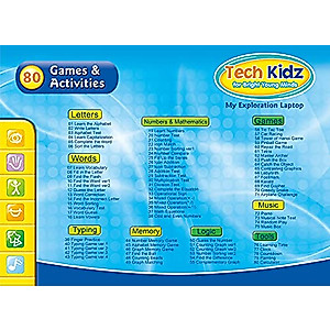 Tech Kidz My Exploration Toy Laptop Educational Learning Computer, 80 Challenging Learning Games and Activities, LCD Screen, Keyboard and Mouse Included (Blue), Ages 5+