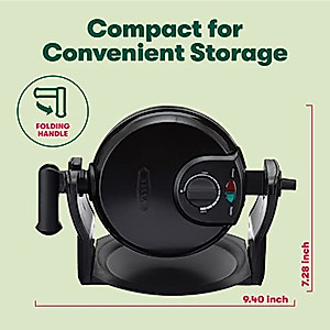 BELLA Classic Rotating Non-Stick Belgian Waffle Maker, Perfect 1" Thick Waffles, PFOA Free Non Stick Coating & Removable Drip Tray for Easy Clean Up, Browning Control, Black