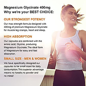 Magnesium Supplement Softgels, Easy Absorption Magnesium Glycinate 400mg with Vitamin B6,D3, High Bioavailability Magnesium for Sleep & Calm Support, Nervous, Muscle & Bone Health