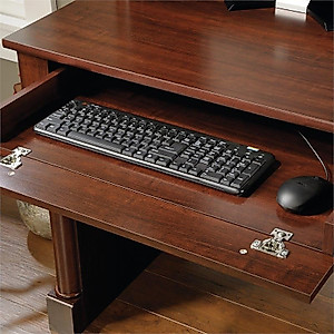 BOWERY HILL Home Office Computer Desk with Hutch, CPU Storage, Letter Size File Hanging Drawer in Cherry
