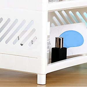 KSTZGTA 3 Hollow Out Plastic Shelf Foldable Desktop Storage Rack Countertop Cosmetic Holder Storage Tray Bathroom Kitchen Tabletop Organizer Kitchen Storage Shelf Rack Organizer, White