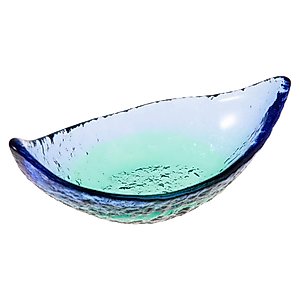 Toyo Sasaki Glass WA3305 Small Bowl, Blue/Green, Approx. 4.7 x 2.4 x 2.0 inches (12 x 6 x 5 cm), Coral Sea, Boat Shape, Made in Japan