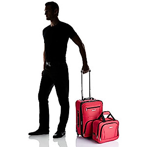 Rockland Fashion Softside Upright Luggage Set,Expandable, Red, 2-Piece (14/19)