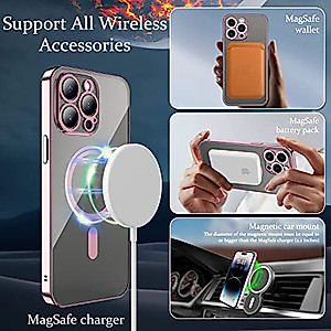 IKWZ Magnetic Clear Case for iPhone 14 Pro Max Case Compatible with MagSafe Camera Protector Gold Electroplate Edge Shockproof Soft Case for iPhone 14 Pro Max Case (6.7 Inch) (Blue)
