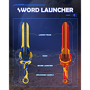 Infinity Nado Stadium - Battling Tops Burst Toy for Boys Grils Age 8-12 - Including Beystadium, 2 Gaming Top Toys, 2 Sword Launcher - Sapphire Blue and Flame Red