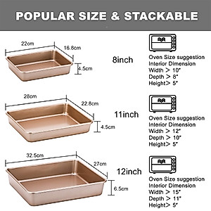 DOYOLLA Deep Baking Pans Nonstick (Set of 3), Baking Sheets for Oven, Pizza Pan for Oven, Rectangular Roasting Pan, Bakeware for Toaster Oven