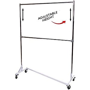 Only Hangers Industrial Strength Z Rack with Add-On Hangrail and Built-in Height Extensions - Decorative White Base - Tallest Z Rack Available!