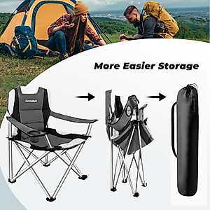 Camabel Oversized Camping Chairs Heavy Duty Folding Lawn Chairs Outside 400 LBS with Cup Holder Carry Bag Beach Chair Foldable Light Weight Lawn Chairs for Hiking Picnics Fishing Spectator Grey