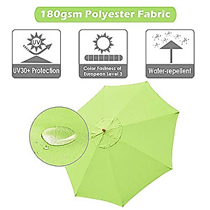 Yescom 13ft Wood Patio Umbrella 8 Ribs Outdoor Market Deck Umbrella Backyard Parasol with German Beech Bright Green