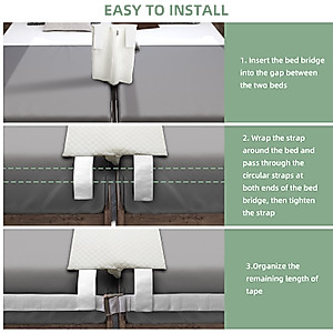 Bed Bridge Twin to King Converter Kit 12 Inch, Split King Gap Filler Mattress Bed Connector, One-Piece Foam with Detachable Cover for Stayover, Family, Vacation Rentals