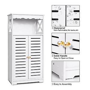 NOKAMW Bathroom Storage Cabinets,White Floor Free Standing Cabinet,Home Waterproof Storage Furniture for Bedroom Kitchen Hallway,Cupboard Unit with Daily use Layer,75x24x34cm.