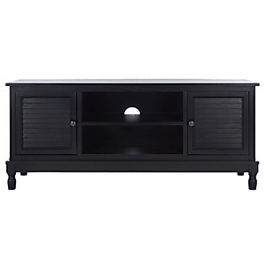 SAFAVIEH Home Collection Tate Black 2-Door 1-Shelf Entertainment Stand up to 55" Flatscreen TV Media Unit