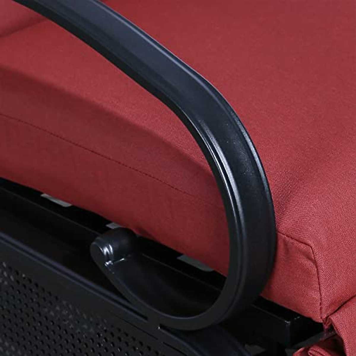 Ulax Furniture Adjustable Patio Recliner Chair Set of 2 Reclining Lounge Chair Metal Relaxing Recliner Sofa Chair Outdoor Metal Furniture Chair with Thick Cushion, Red