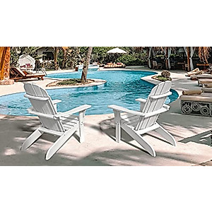 Vobelta Adirondack Chair, Premium Poly Lumber, Heavy Duty, Weatherproof, Recyclable Plastic, Outdoor Garden Patio Poolside Adirondack Chairs, Classic Collection (White)
