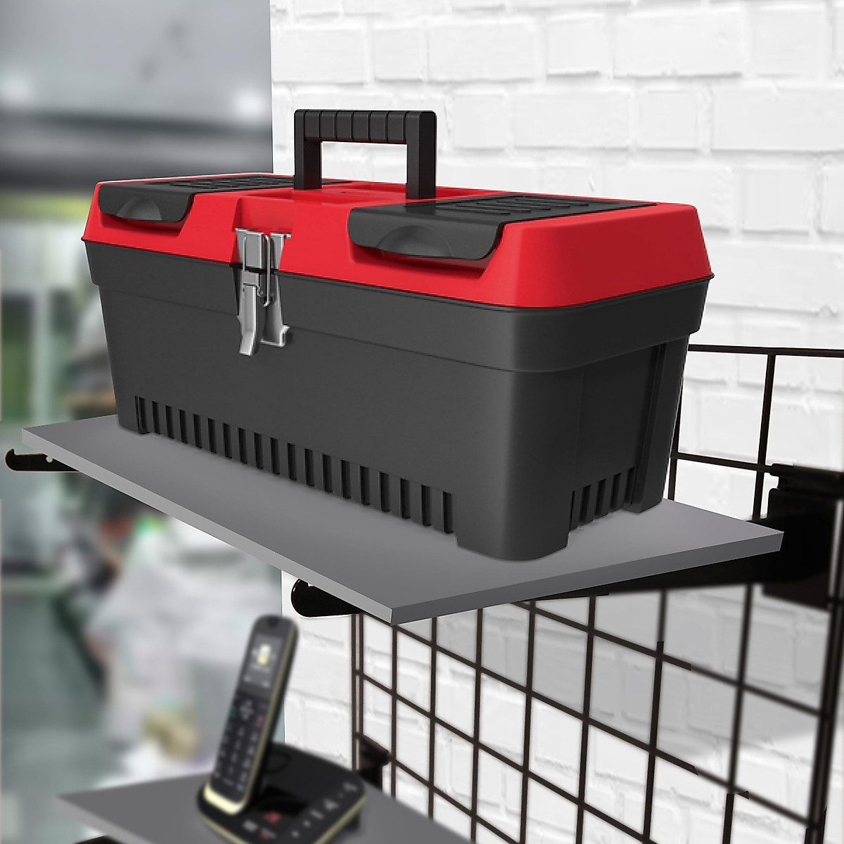 14 inch Black Metal Shelf Brackets for Wire Grid - Pack of 10