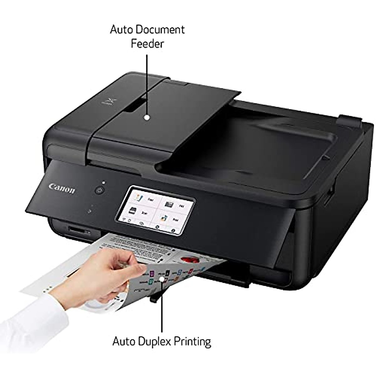 Canon All-in-One Printer Copier Scanner Fax Auto Document Feeder Photo and Document Printing Airprint (R) and Android Printing + Bonus Set of Ink and Printer Cable