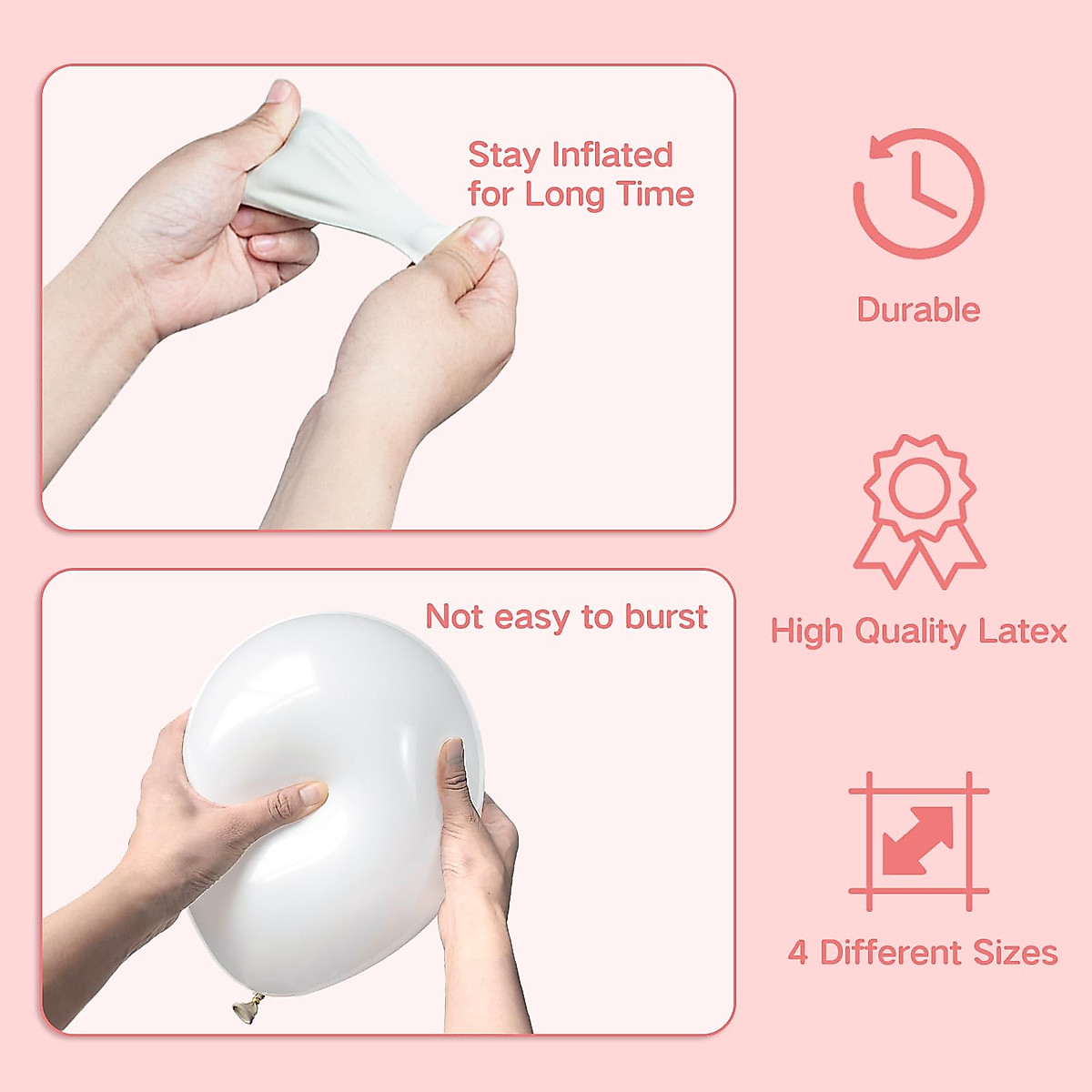 KAWKALSH 134pcs White Balloons Different Sizes for Garland Arch, Premium Party Latex Balloons for Birthday Party Graduation Wedding Anniversary Baby Shower Party Decoration