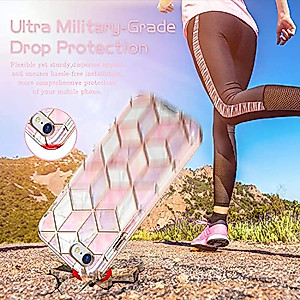 Hasaky Case for iPhone SE 2022 Case,iPhone SE 2020 Case,iPhone 8 Case,iPhone 7 Case,iPhone 6s/6 Case,Dual Layer TPU+PC Heavy Duty Anti-Scratch Shockproof Protective Phone Case - Pink/Rose Gold Marble