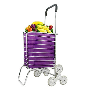 YGCBL Multifunction Portable Hand Trucks,Trolleyshopping Trolley Aluminum Alloy Foldable High Capacity Foam Wheel Mute, Load 30 Kg, 6 Wheels,B