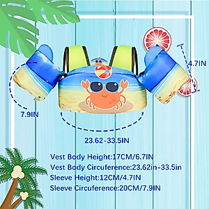Elejolie Toddler Swim Vest for Child Learn Swiming Training,Infant Safety Swimmies Aid Jacket for Kids 2 3 4 5 6 Years Old,Arm Water Wings for Baby 22-66lbs