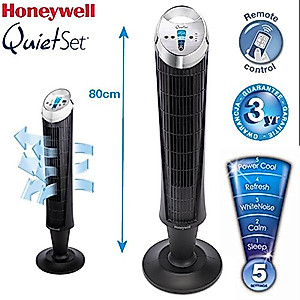 Honeywell QuietSet Tower Fan (5 Speed Settings, Oscillating 75°, Timer Function, Remote Control) HY254
