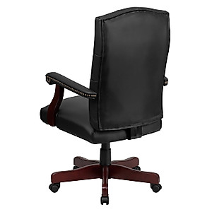 Flash Furniture Martha Washington Black LeatherSoft Executive Swivel Office Chair with Arms